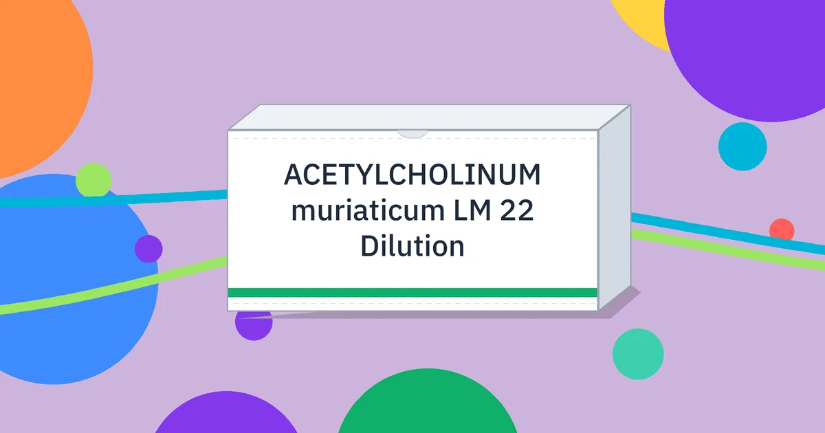 Symbolbild: Packung mit der Aufschrift ACETYLCHOLINUM muriaticum LM 22 Dilution (PZN 13266260) – Verfügbarkeit und Bezug in Apotheken in Frankfurt am Main