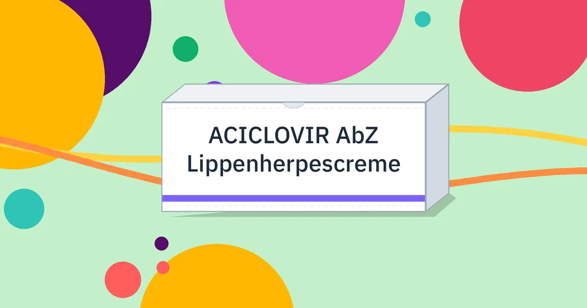 Symbolbild: Packung mit der Aufschrift ACICLOVIR AbZ Lippenherpescreme (PZN 12552880) – Verfügbarkeit und Bezug in Apotheken in Frankfurt am Main
