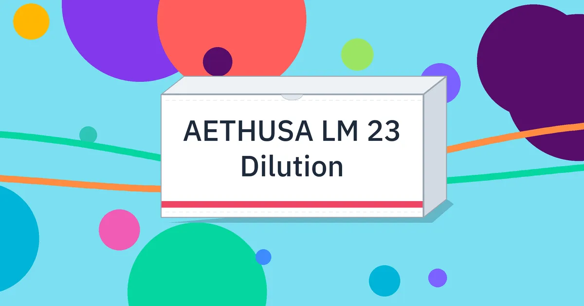 Symbolbild: Packung mit der Aufschrift AETHUSA LM 23 Dilution (PZN 12755962) – Verfügbarkeit und Bezug in Apotheken in Frankfurt am Main