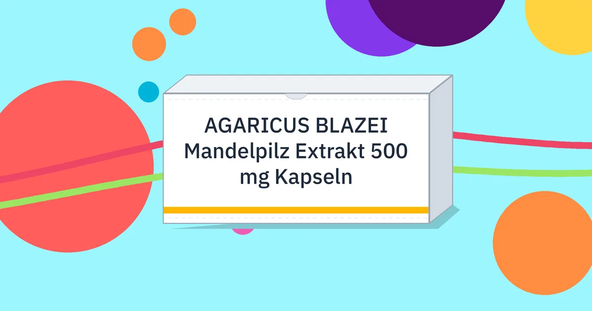 Symbolbild: Packung mit der Aufschrift AGARICUS BLAZEI Mandelpilz Extrakt 500 mg Kapseln (PZN 17255744) – Verfügbarkeit und Bezug in Apotheken in Frankfurt am Main
