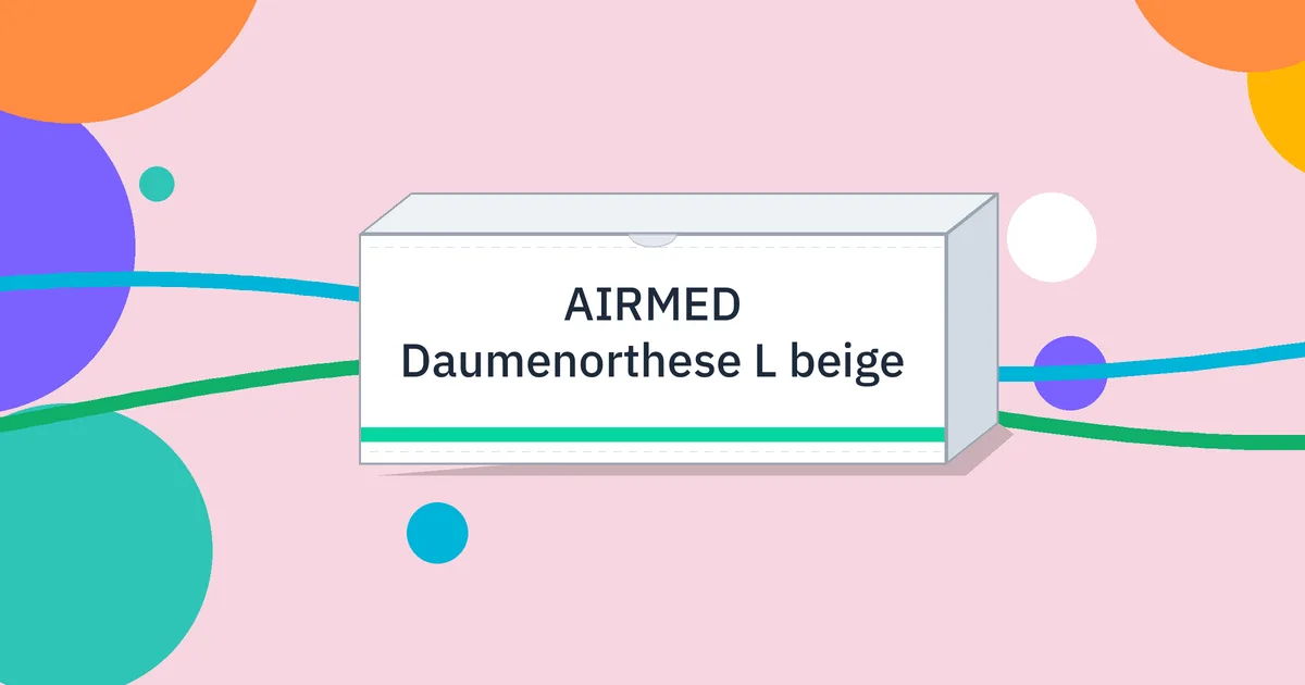 Symbolbild: Packung mit der Aufschrift AIRMED Daumenorthese L beige (PZN 14049056) – Verfügbarkeit und Bezug in Apotheken in Frankfurt am Main
