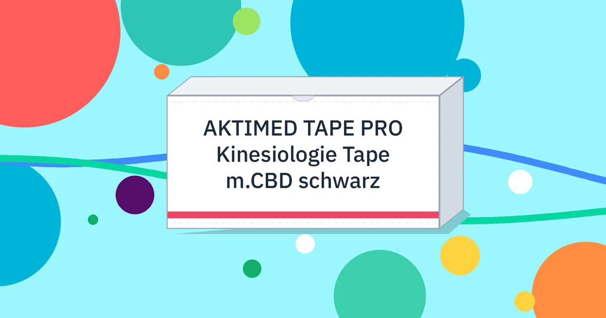 Symbolbild: Packung mit der Aufschrift AKTIMED TAPE PRO Kinesiologie Tape m.CBD schwarz (PZN 16925740) – Verfügbarkeit und Bezug in Apotheken in Frankfurt am Main