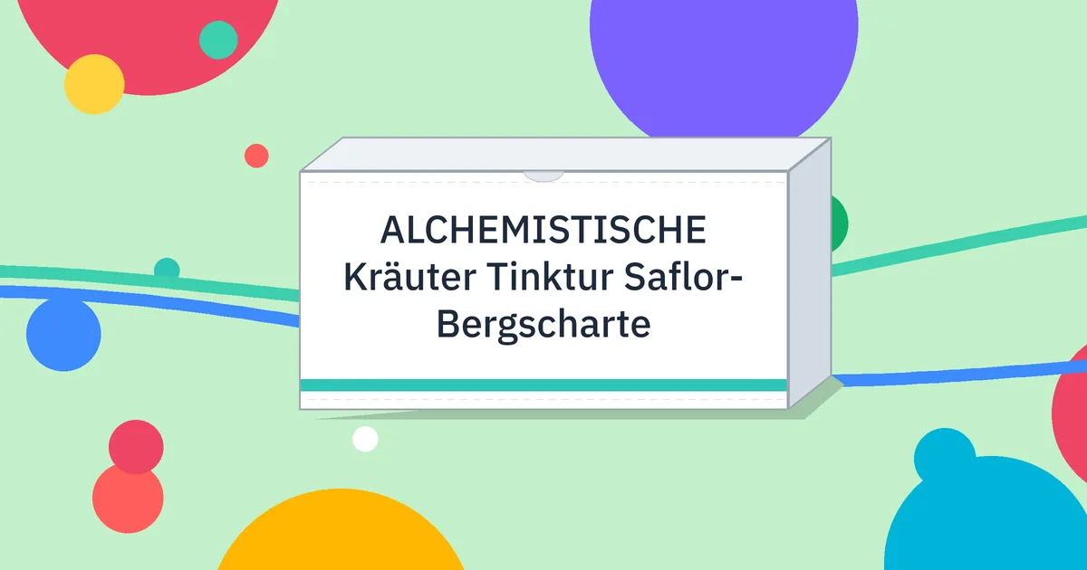 Symbolbild: Packung mit der Aufschrift ALCHEMISTISCHE Kräuter Tinktur Saflor-Bergscharte (PZN 17418442) – Verfügbarkeit und Bezug in Apotheken in Frankfurt am Main