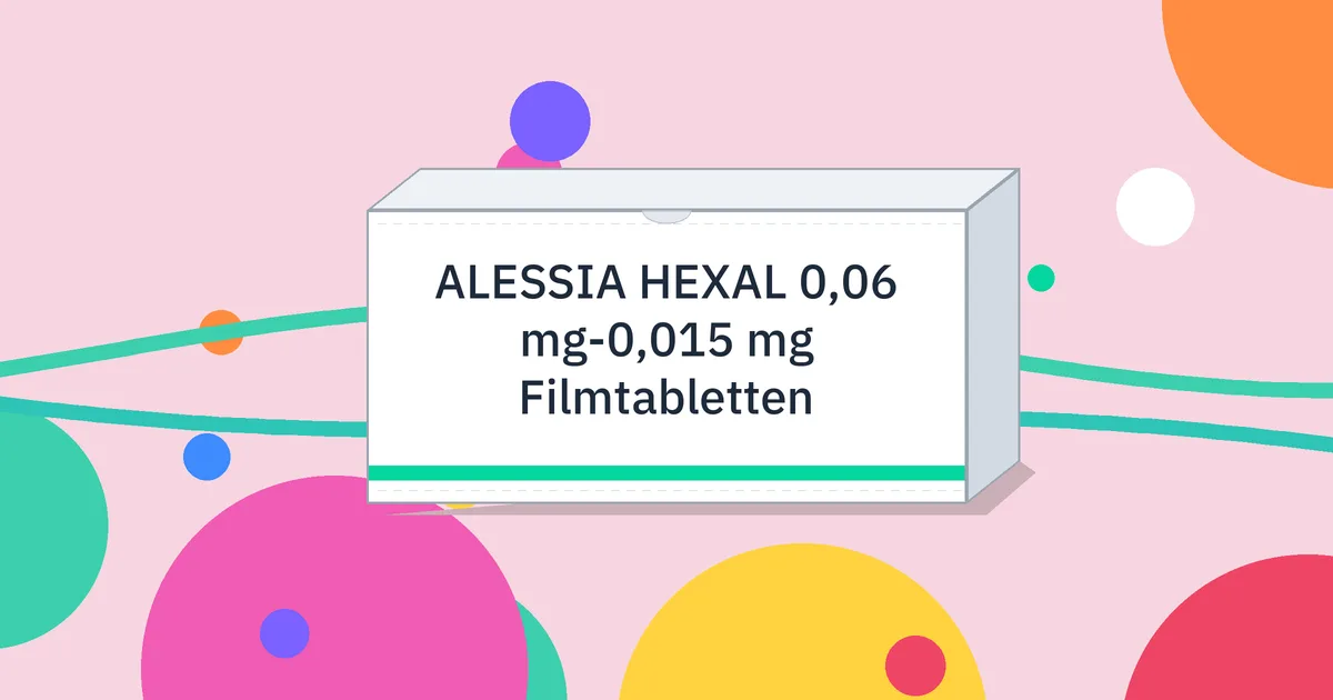 Symbolbild: Packung mit der Aufschrift ALESSIA HEXAL 0,06 mg-0,015 mg Filmtabletten (PZN 07402049) – Verfügbarkeit und Bezug in Apotheken in Frankfurt am Main