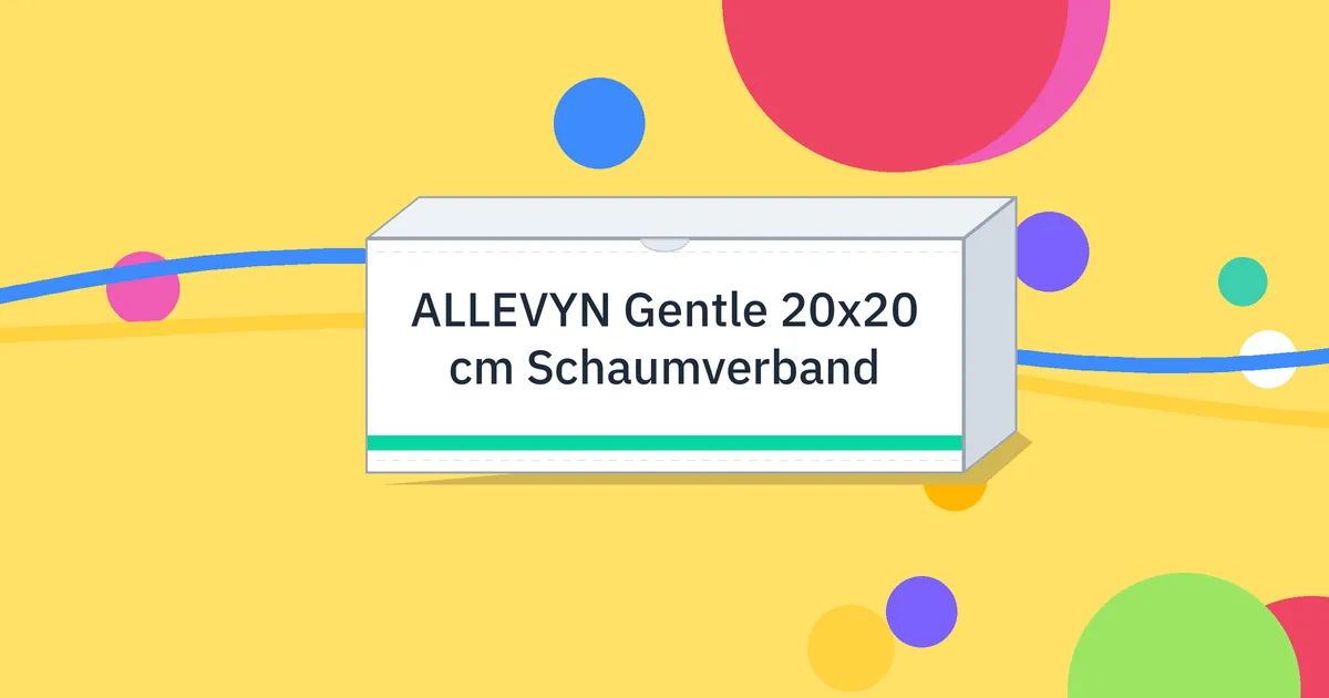 Symbolbild: Packung mit der Aufschrift ALLEVYN Gentle 20x20 cm Schaumverband (PZN 17615964) – Verfügbarkeit und Bezug in Apotheken in Frankfurt am Main