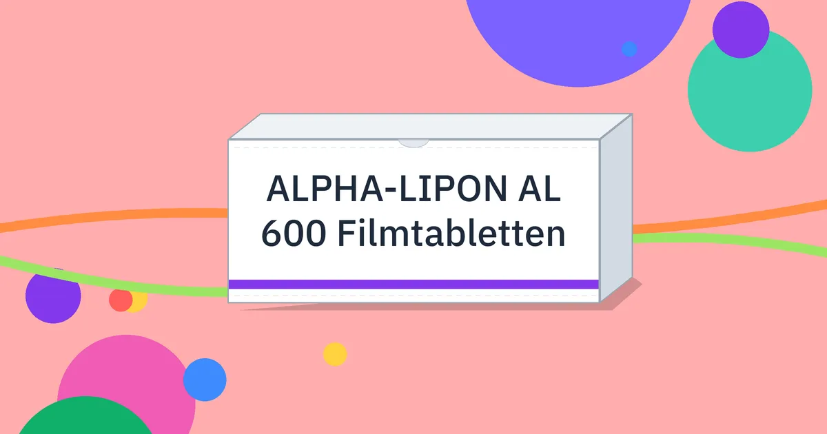 Symbolbild: Packung mit der Aufschrift ALPHA-LIPON AL 600 Filmtabletten (PZN 00958401) – Verfügbarkeit und Bezug in Apotheken in Frankfurt am Main