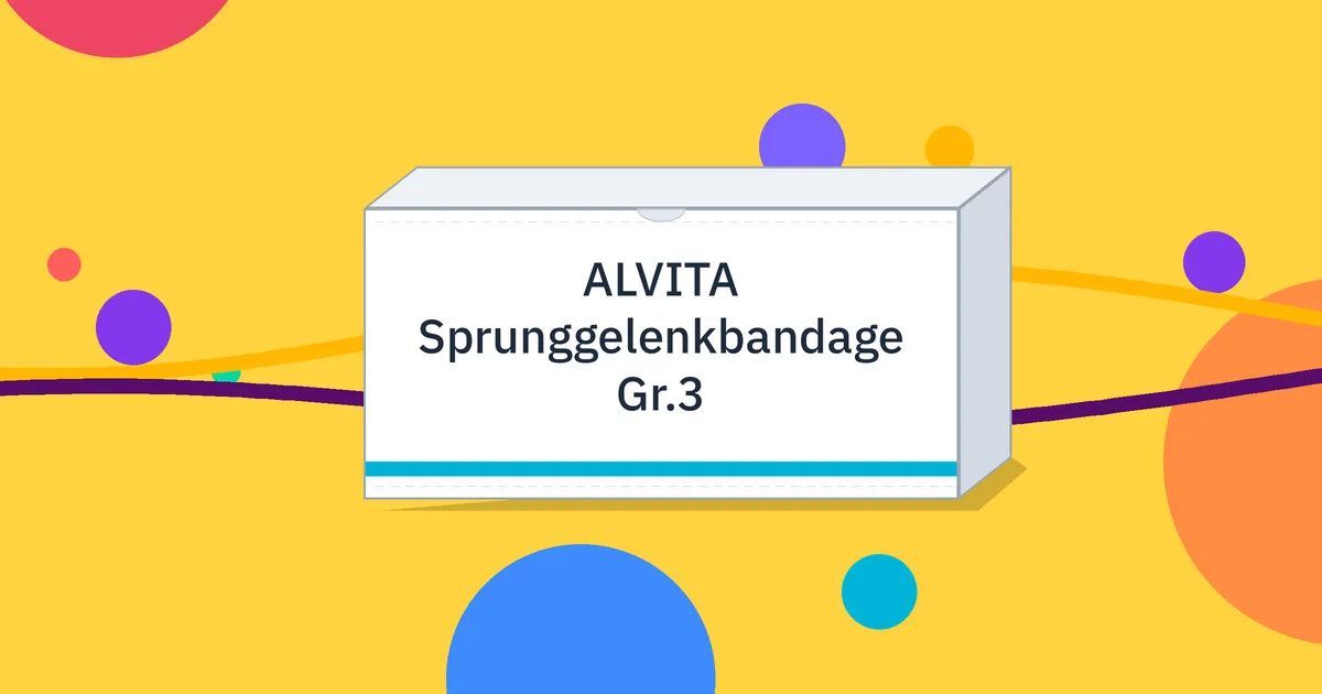 Symbolbild: Packung mit der Aufschrift ALVITA Sprunggelenkbandage Gr.3 (PZN 11151506) – Verfügbarkeit und Bezug in Apotheken in Frankfurt am Main
