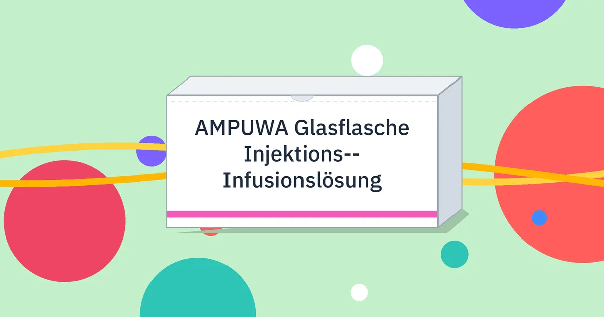 Symbolbild: Packung mit der Aufschrift AMPUWA Glasflasche Injektions--Infusionslösung (PZN 00041499) – Verfügbarkeit und Bezug in Apotheken in Frankfurt am Main
