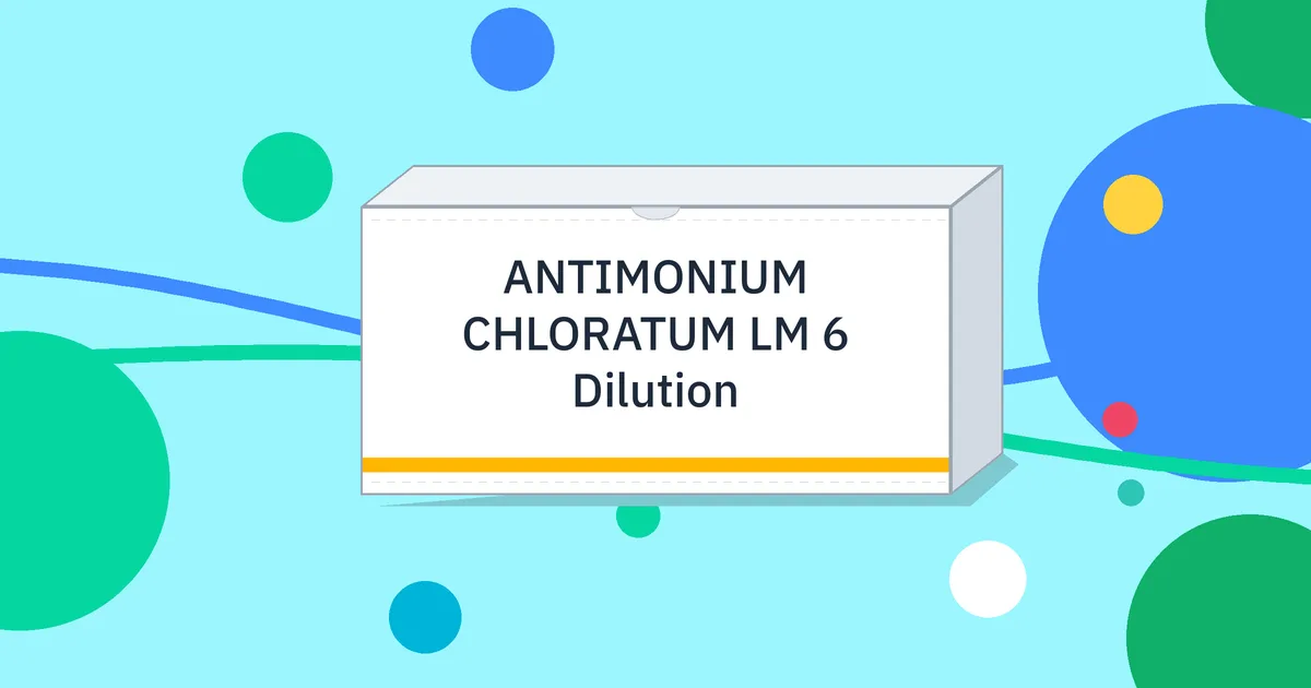 Symbolbild: Packung mit der Aufschrift ANTIMONIUM CHLORATUM LM 6 Dilution (PZN 13372559) – Verfügbarkeit und Bezug in Apotheken in Frankfurt am Main