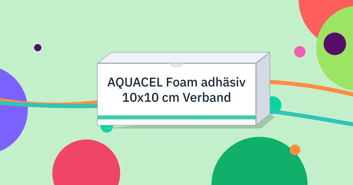 Symbolbild: Packung mit der Aufschrift AQUACEL Foam adhäsiv 10x10 cm Verband (PZN 16595030) – Verfügbarkeit und Bezug in Apotheken in Frankfurt am Main