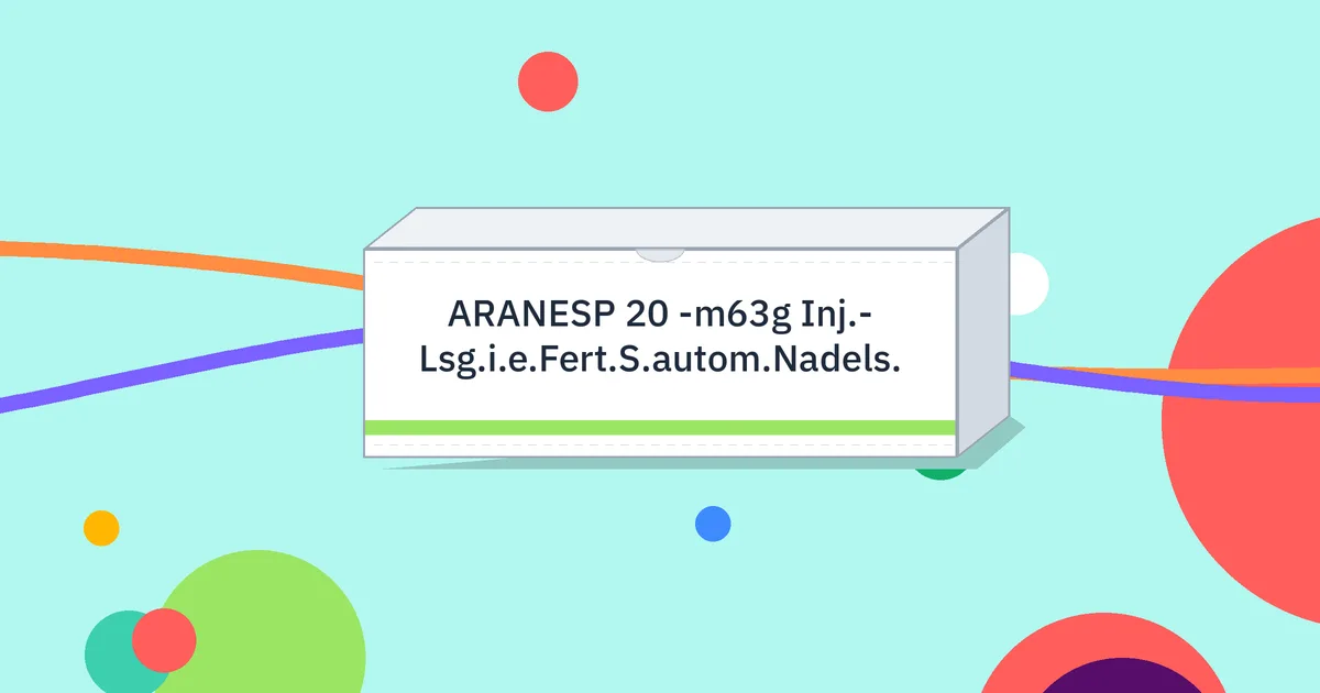 Symbolbild: Packung mit der Aufschrift ARANESP 20 -m63g Inj.-Lsg.i.e.Fert.S.autom.Nadels. (PZN 07645740) – Verfügbarkeit und Bezug in Apotheken in Frankfurt am Main