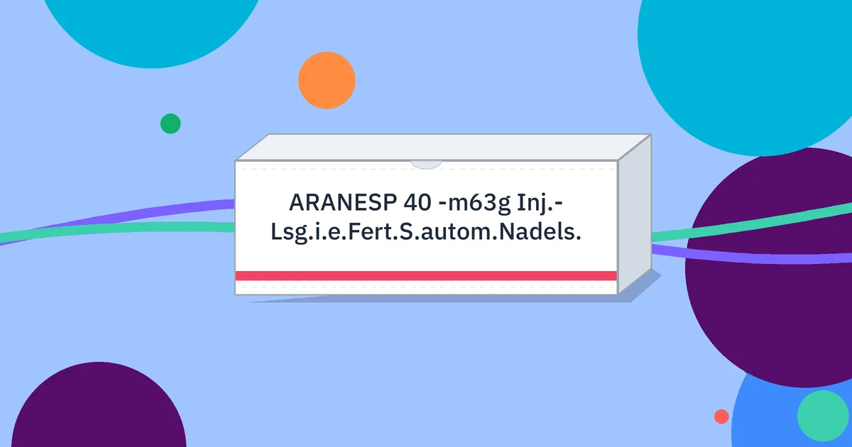 Symbolbild: Packung mit der Aufschrift ARANESP 40 -m63g Inj.-Lsg.i.e.Fert.S.autom.Nadels. (PZN 05379990) – Verfügbarkeit und Bezug in Apotheken in Frankfurt am Main