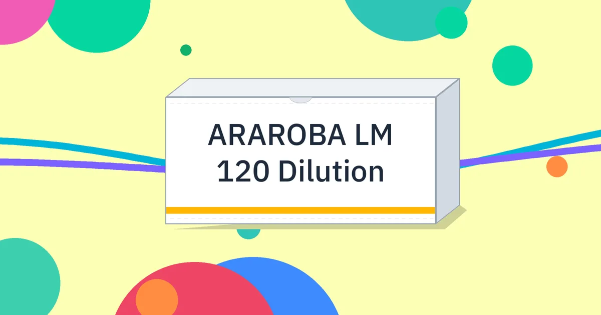 Symbolbild: Packung mit der Aufschrift ARAROBA LM 120 Dilution (PZN 13386277) – Verfügbarkeit und Bezug in Apotheken in Frankfurt am Main