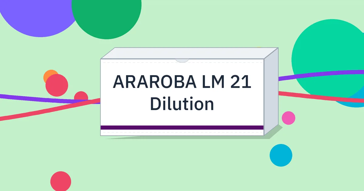 Symbolbild: Packung mit der Aufschrift ARAROBA LM 21 Dilution (PZN 13385852) – Verfügbarkeit und Bezug in Apotheken in Frankfurt am Main