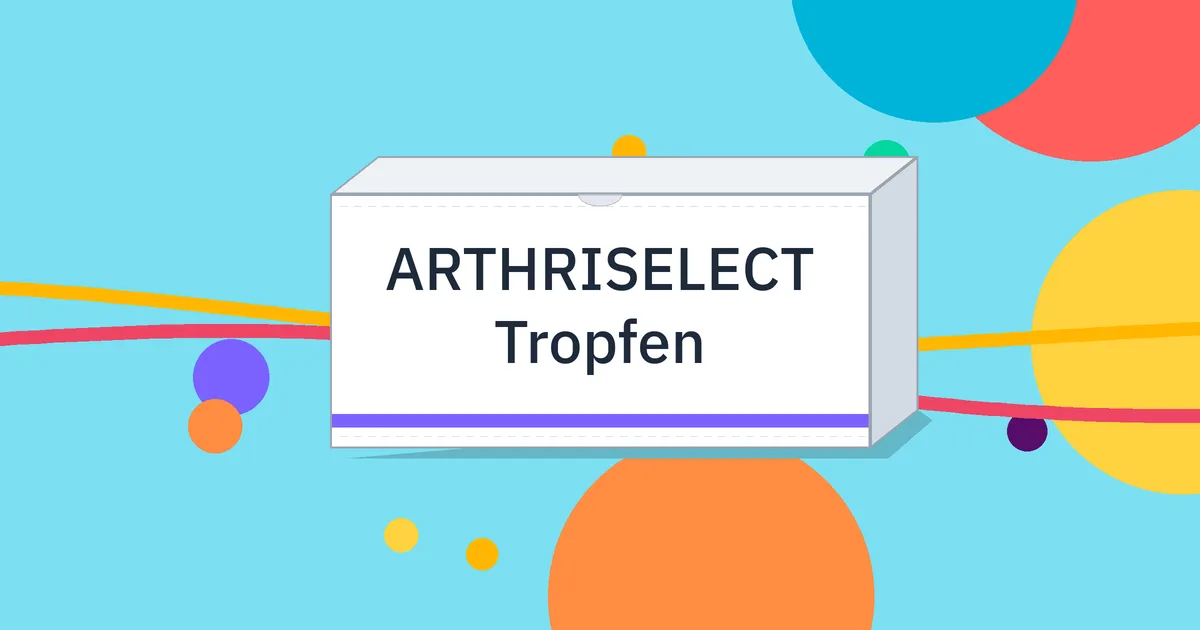 Symbolbild: Packung mit der Aufschrift ARTHRISELECT Tropfen (PZN 08890513) – Verfügbarkeit und Bezug in Apotheken in Frankfurt am Main
