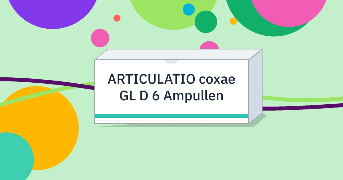 Symbolbild: Packung mit der Aufschrift ARTICULATIO coxae GL D 6 Ampullen (PZN 02829464) – Verfügbarkeit und Bezug in Apotheken in Frankfurt am Main