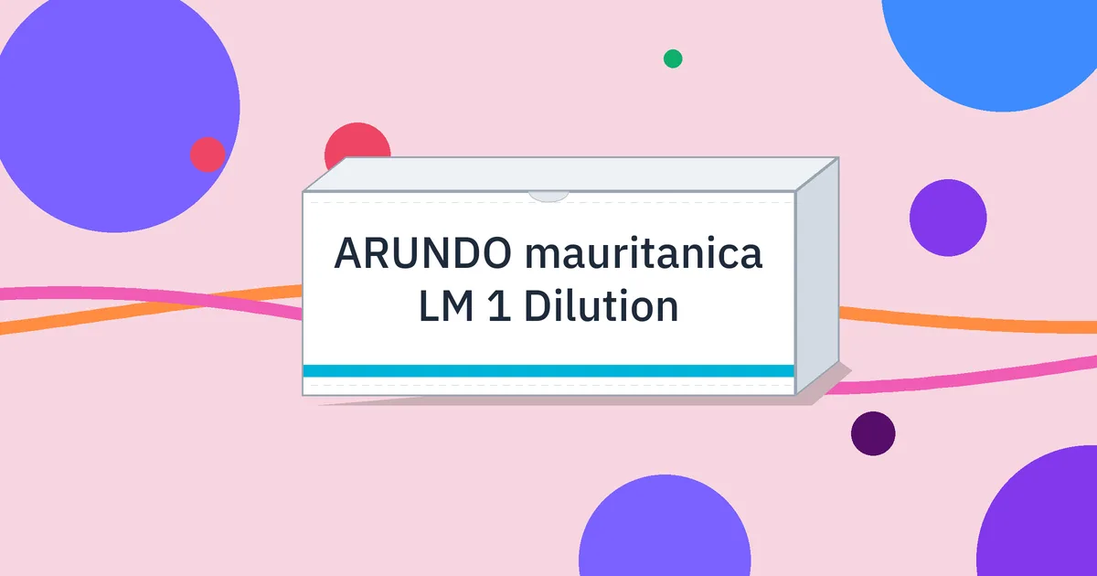 Symbolbild: Packung mit der Aufschrift ARUNDO mauritanica LM 1 Dilution (PZN 12780977) – Verfügbarkeit und Bezug in Apotheken in Frankfurt am Main
