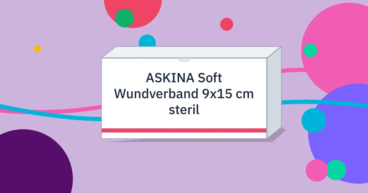 Symbolbild: Packung mit der Aufschrift ASKINA Soft Wundverband 9x15 cm steril (PZN 12736203) – Verfügbarkeit und Bezug in Apotheken in Frankfurt am Main