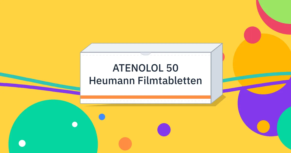 Symbolbild: Packung mit der Aufschrift ATENOLOL 50 Heumann Filmtabletten (PZN 03540613) – Verfügbarkeit und Bezug in Apotheken in Frankfurt am Main