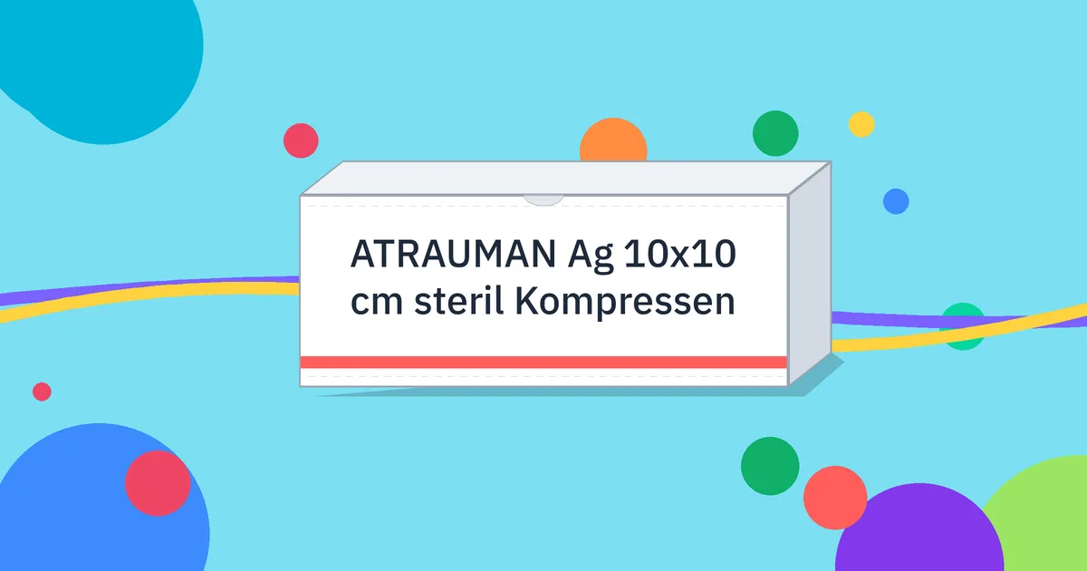 Symbolbild: Packung mit der Aufschrift ATRAUMAN Ag 10x10 cm steril Kompressen (PZN 19068259) – Verfügbarkeit und Bezug in Apotheken in Frankfurt am Main