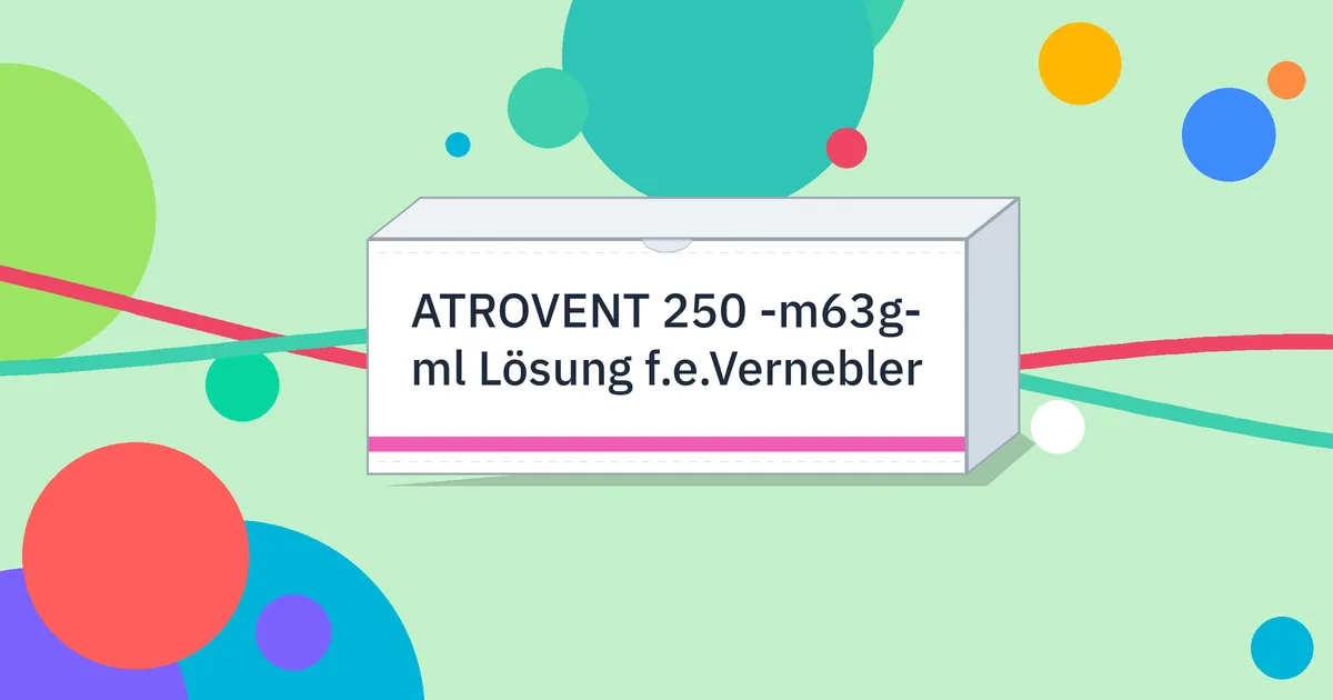 Symbolbild: Packung mit der Aufschrift ATROVENT 250 -m63g-ml Lösung f.e.Vernebler (PZN 18253813) – Verfügbarkeit und Bezug in Apotheken in Frankfurt am Main