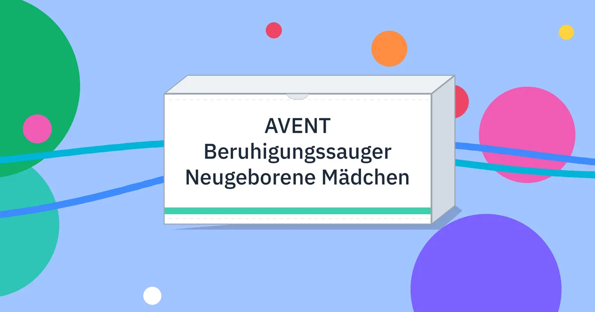Symbolbild: Packung mit der Aufschrift AVENT Beruhigungssauger Neugeborene Mädchen (PZN 11160020) – Verfügbarkeit und Bezug in Apotheken in Frankfurt am Main