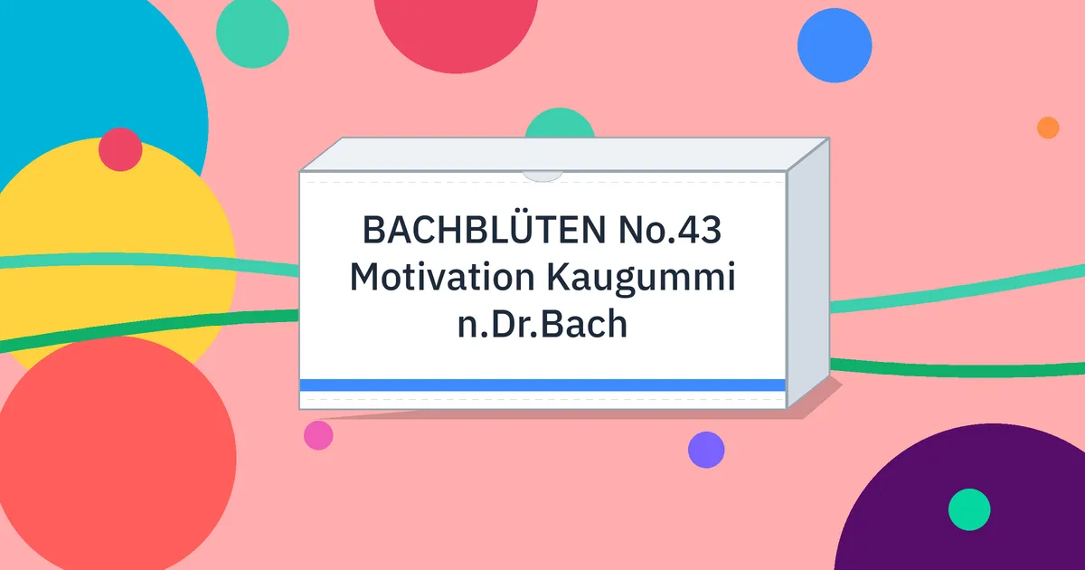Symbolbild: Packung mit der Aufschrift BACHBLÜTEN No.43 Motivation Kaugummi n.Dr.Bach (PZN 11223648) – Verfügbarkeit und Bezug in Apotheken in Frankfurt am Main