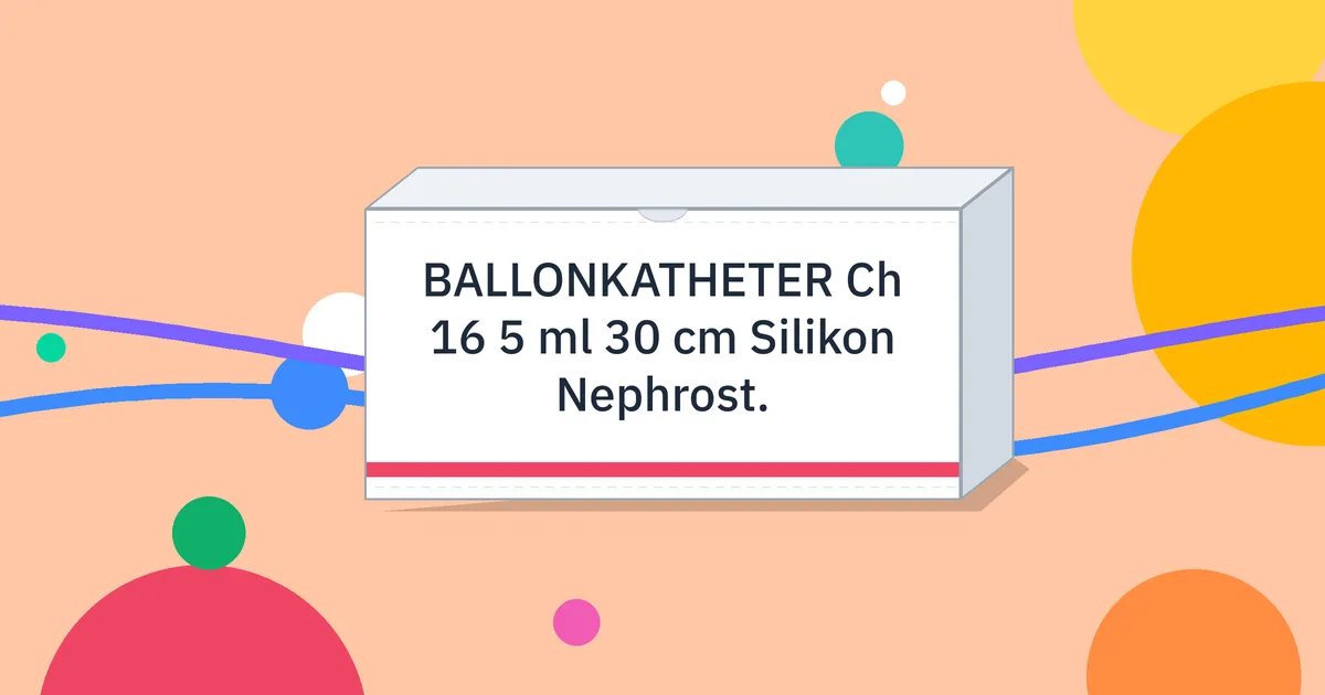 Symbolbild: Packung mit der Aufschrift BALLONKATHETER Ch 16 5 ml 30 cm Silikon Nephrost. (PZN 00786710) – Verfügbarkeit und Bezug in Apotheken in Frankfurt am Main