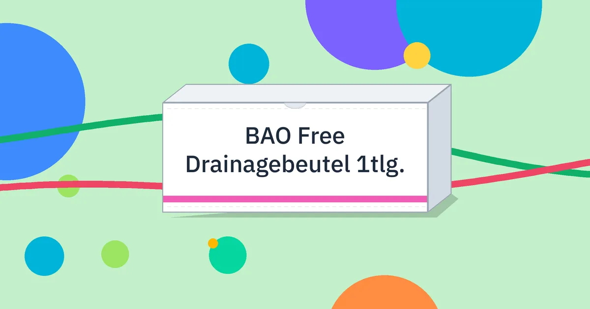 Symbolbild: Packung mit der Aufschrift BAO Free Drainagebeutel 1tlg. (PZN 16574039) – Verfügbarkeit und Bezug in Apotheken in Frankfurt am Main