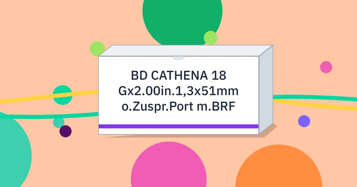 Symbolbild: Packung mit der Aufschrift BD CATHENA 18 Gx2.00in.1,3x51mm o.Zuspr.Port m.BRF (PZN 16934549) – Verfügbarkeit und Bezug in Apotheken in Frankfurt am Main