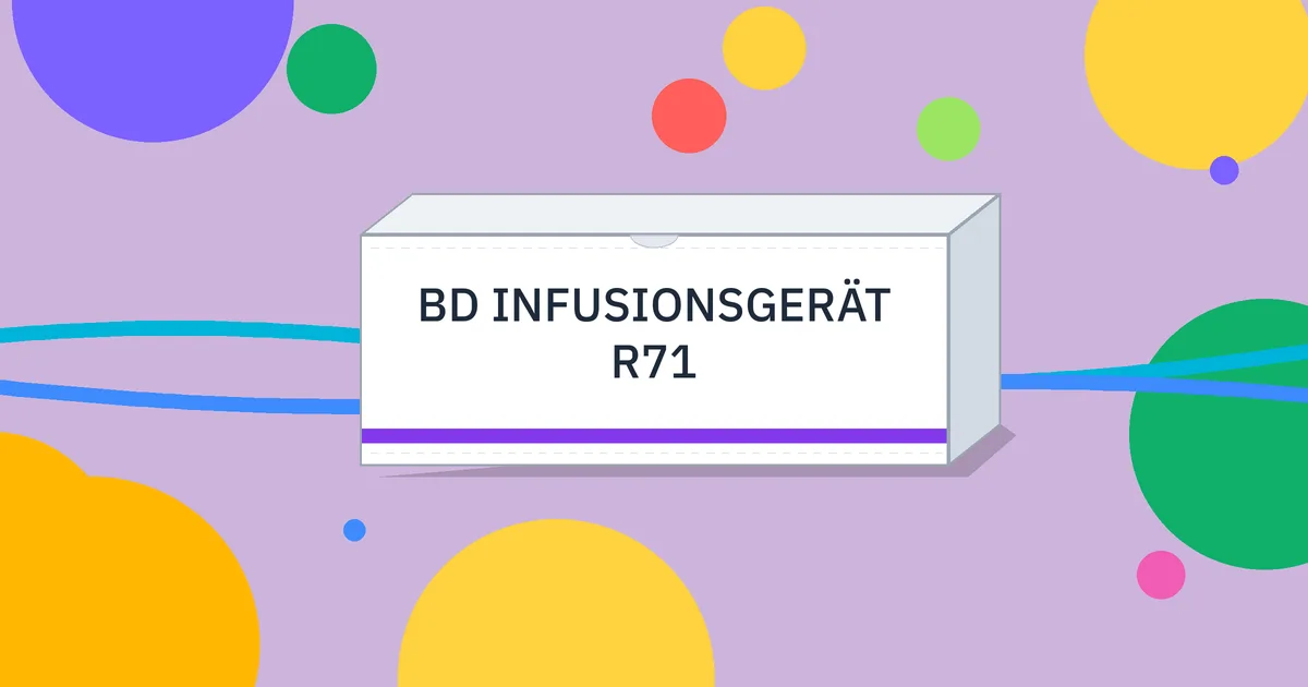 Symbolbild: Packung mit der Aufschrift BD INFUSIONSGERÄT R71 (PZN 06730254) – Verfügbarkeit und Bezug in Apotheken in Frankfurt am Main