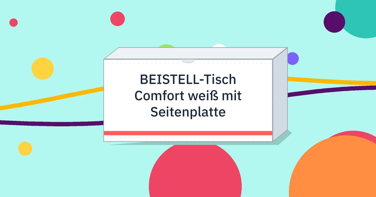 Symbolbild: Packung mit der Aufschrift BEISTELL-Tisch Comfort weiß mit Seitenplatte (PZN 00828466) – Verfügbarkeit und Bezug in Apotheken in Frankfurt am Main
