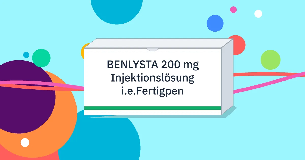 Symbolbild: Packung mit der Aufschrift BENLYSTA 200 mg Injektionslösung i.e.Fertigpen (PZN 12897656) – Verfügbarkeit und Bezug in Apotheken in Frankfurt am Main
