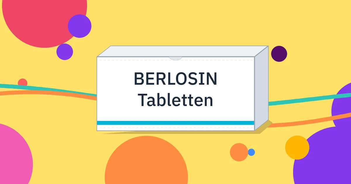 Symbolbild: Packung mit der Aufschrift BERLOSIN Tabletten (PZN 02898330) – Verfügbarkeit und Bezug in Apotheken in Frankfurt am Main