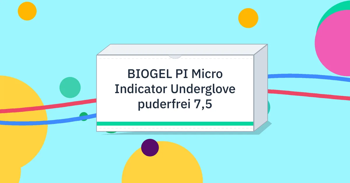 Symbolbild: Packung mit der Aufschrift BIOGEL PI Micro Indicator Underglove puderfrei 7,5 (PZN 13864883) – Verfügbarkeit und Bezug in Apotheken in Frankfurt am Main