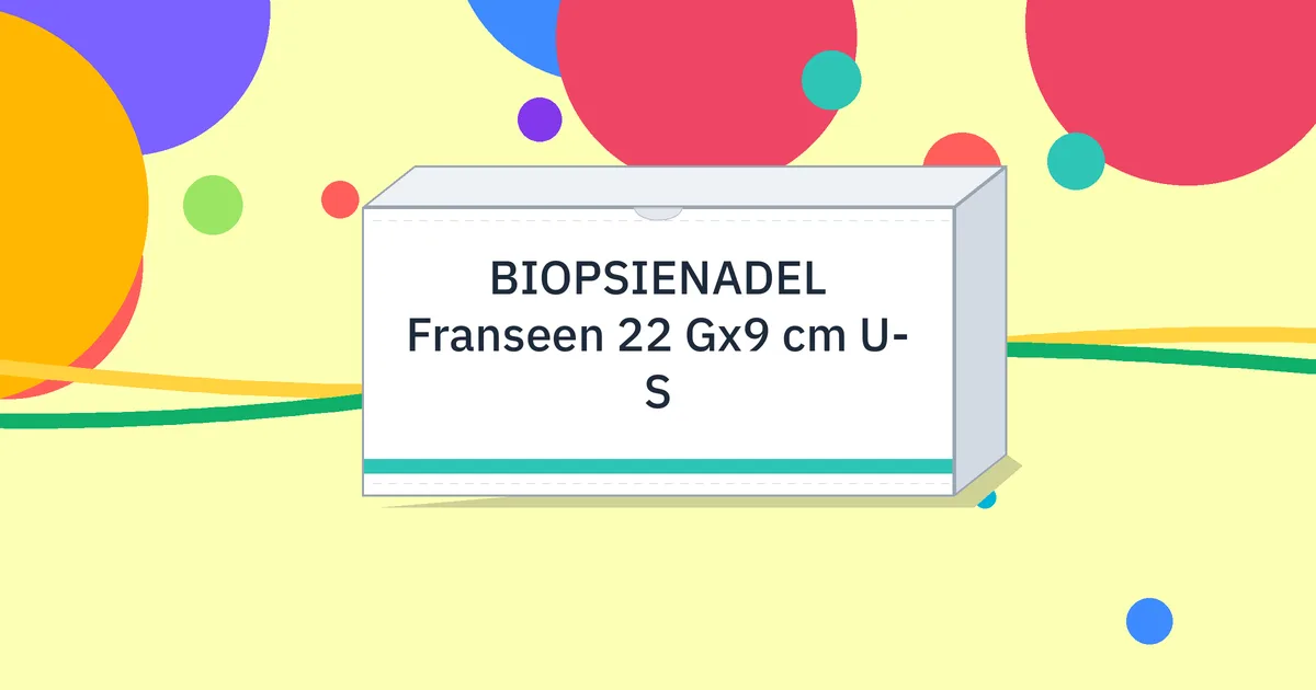 Symbolbild: Packung mit der Aufschrift BIOPSIENADEL Franseen 22 Gx9 cm U-S (PZN 06771164) – Verfügbarkeit und Bezug in Apotheken in Frankfurt am Main