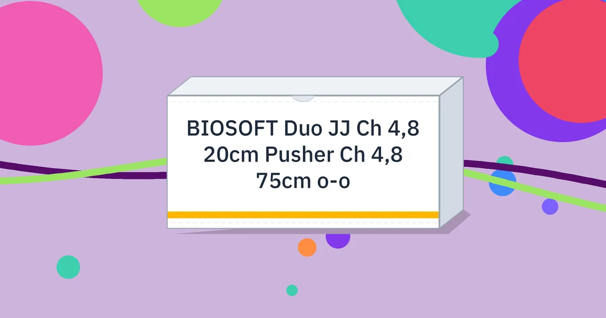 Symbolbild: Packung mit der Aufschrift BIOSOFT Duo JJ Ch 4,8 20cm Pusher Ch 4,8 75cm o-o (PZN 19672268) – Verfügbarkeit und Bezug in Apotheken in Frankfurt am Main