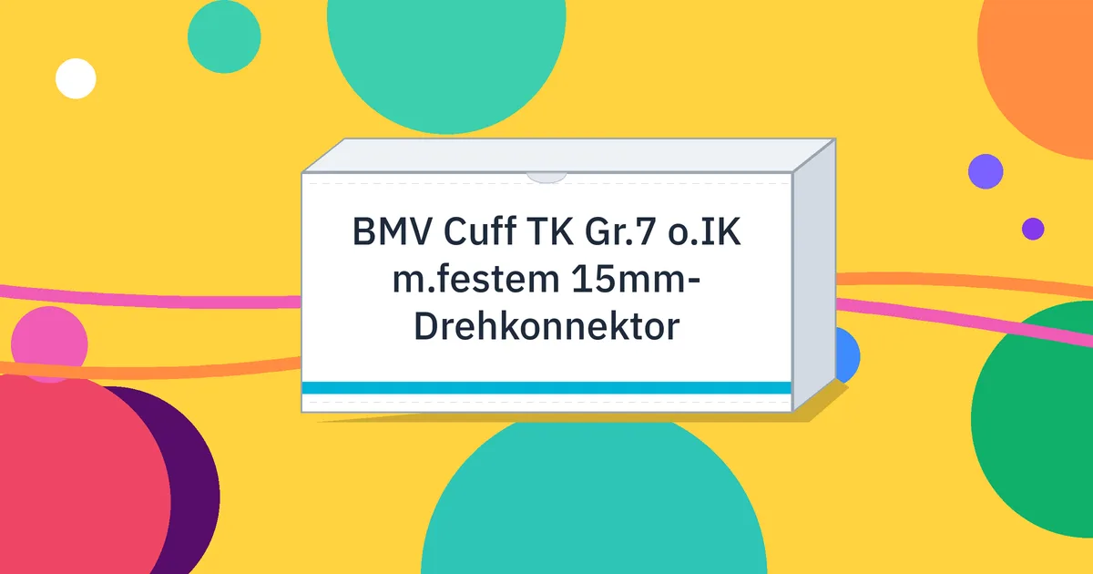 Symbolbild: Packung mit der Aufschrift BMV Cuff TK Gr.7 o.IK m.festem 15mm-Drehkonnektor (PZN 18848535) – Verfügbarkeit und Bezug in Apotheken in Frankfurt am Main