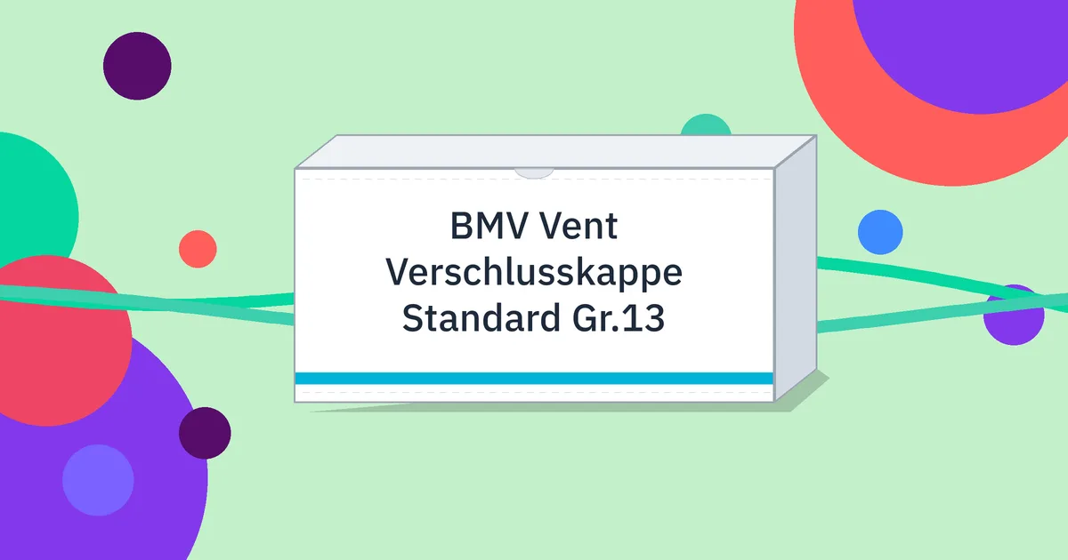 Symbolbild: Packung mit der Aufschrift BMV Vent Verschlusskappe Standard Gr.13 (PZN 10959790) – Verfügbarkeit und Bezug in Apotheken in Frankfurt am Main