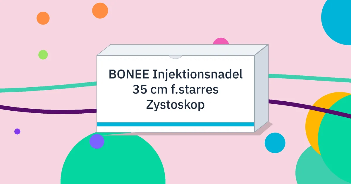 Symbolbild: Packung mit der Aufschrift BONEE Injektionsnadel 35 cm f.starres Zystoskop (PZN 17508949) – Verfügbarkeit und Bezug in Apotheken in Frankfurt am Main