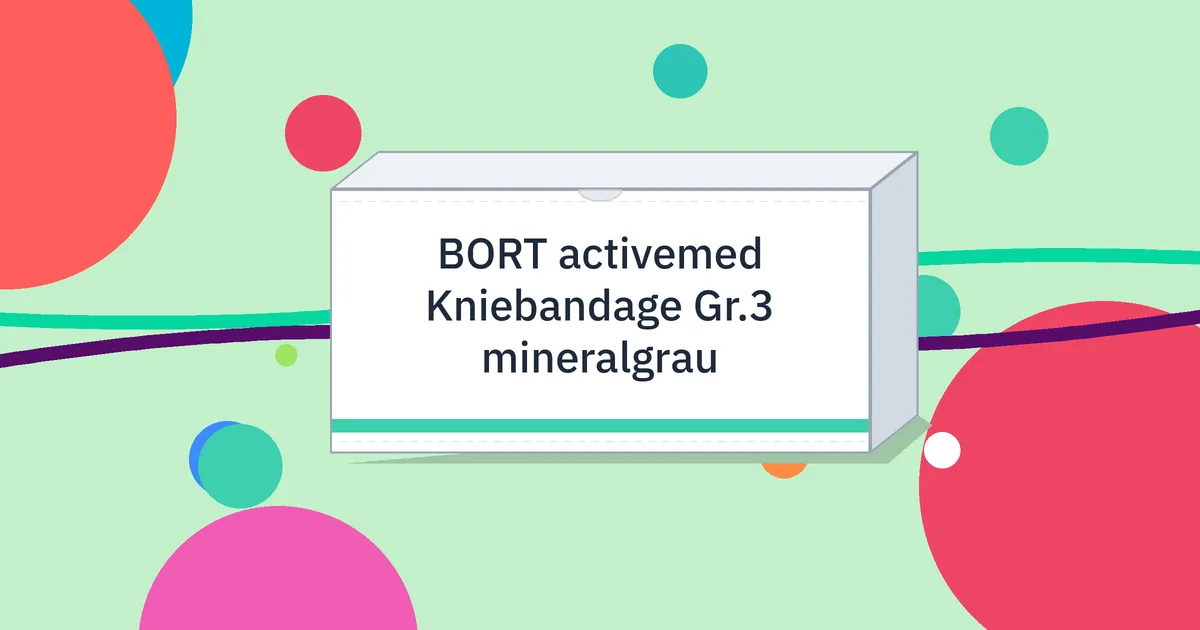Symbolbild: Packung mit der Aufschrift BORT activemed Kniebandage Gr.3 mineralgrau (PZN 15258810) – Verfügbarkeit und Bezug in Apotheken in Frankfurt am Main
