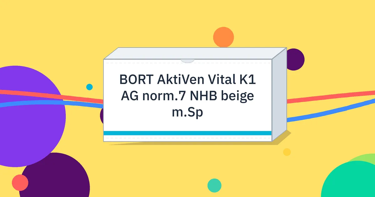Symbolbild: Packung mit der Aufschrift BORT AktiVen Vital K1 AG norm.7 NHB beige m.Sp (PZN 13731142) – Verfügbarkeit und Bezug in Apotheken in Frankfurt am Main