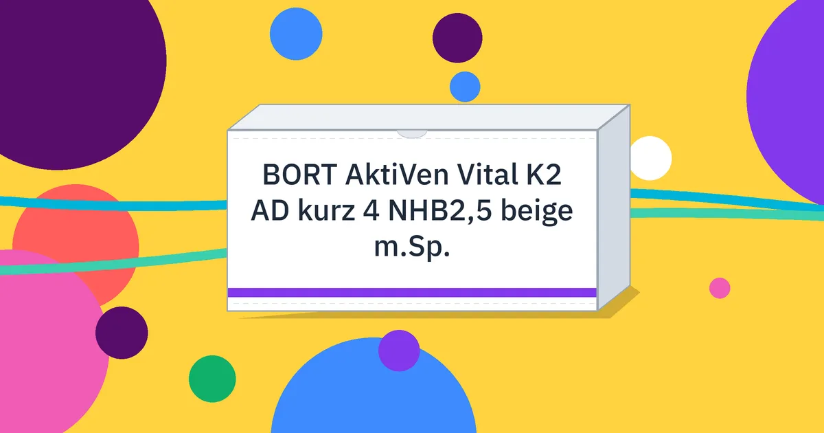 Symbolbild: Packung mit der Aufschrift BORT AktiVen Vital K2 AD kurz 4 NHB2,5 beige m.Sp. (PZN 17499185) – Verfügbarkeit und Bezug in Apotheken in Frankfurt am Main