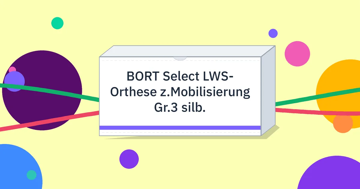 Symbolbild: Packung mit der Aufschrift BORT Select LWS-Orthese z.Mobilisierung Gr.3 silb. (PZN 13922675) – Verfügbarkeit und Bezug in Apotheken in Frankfurt am Main