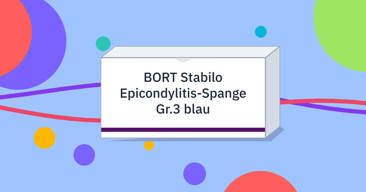 Symbolbild: Packung mit der Aufschrift BORT Stabilo Epicondylitis-Spange Gr.3 blau (PZN 20290425) – Verfügbarkeit und Bezug in Apotheken in Frankfurt am Main