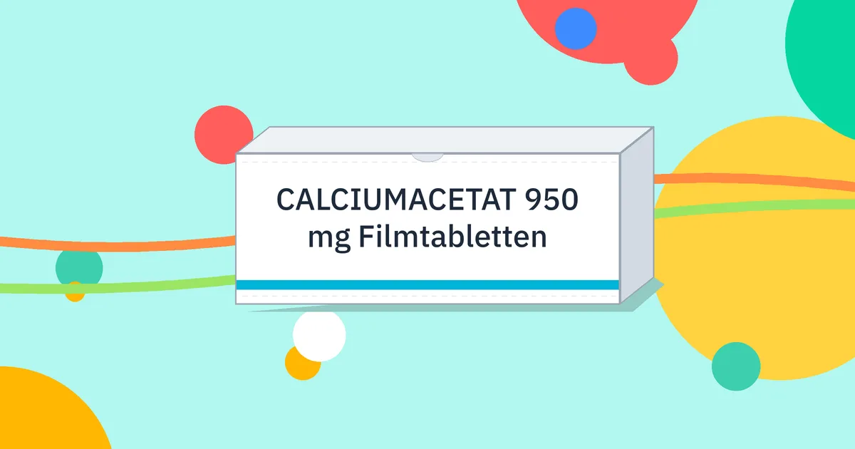 Symbolbild: Packung mit der Aufschrift CALCIUMACETAT 950 mg Filmtabletten (PZN 04103257) – Verfügbarkeit und Bezug in Apotheken in Frankfurt am Main