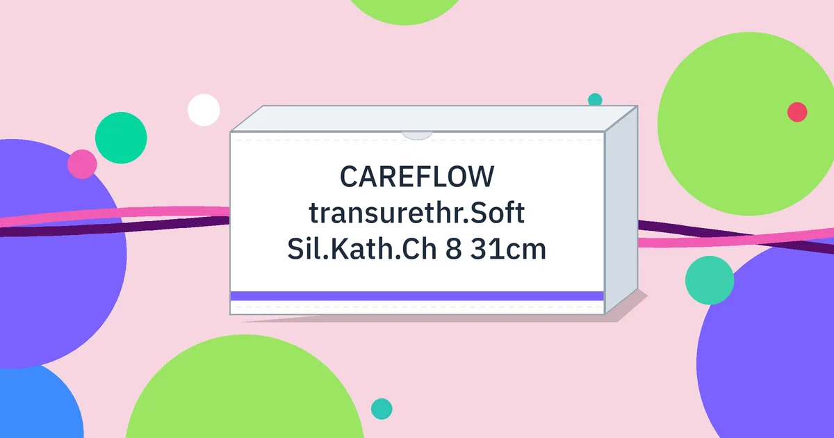 Symbolbild: Packung mit der Aufschrift CAREFLOW transurethr.Soft Sil.Kath.Ch 8 31cm (PZN 17883216) – Verfügbarkeit und Bezug in Apotheken in Frankfurt am Main