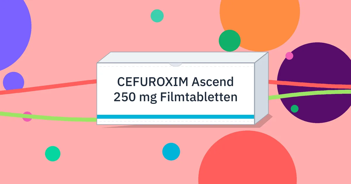 Symbolbild: Packung mit der Aufschrift CEFUROXIM Ascend 250 mg Filmtabletten (PZN 18250714) – Verfügbarkeit und Bezug in Apotheken in Frankfurt am Main