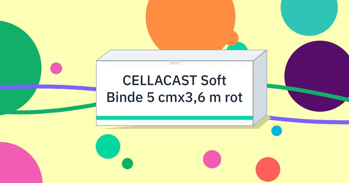 Symbolbild: Packung mit der Aufschrift CELLACAST Soft Binde 5 cmx3,6 m rot (PZN 14252254) – Verfügbarkeit und Bezug in Apotheken in Frankfurt am Main