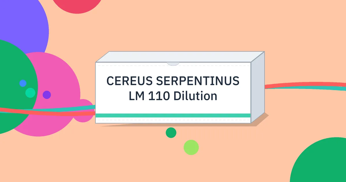 Symbolbild: Packung mit der Aufschrift CEREUS SERPENTINUS LM 110 Dilution (PZN 13437885) – Verfügbarkeit und Bezug in Apotheken in Frankfurt am Main